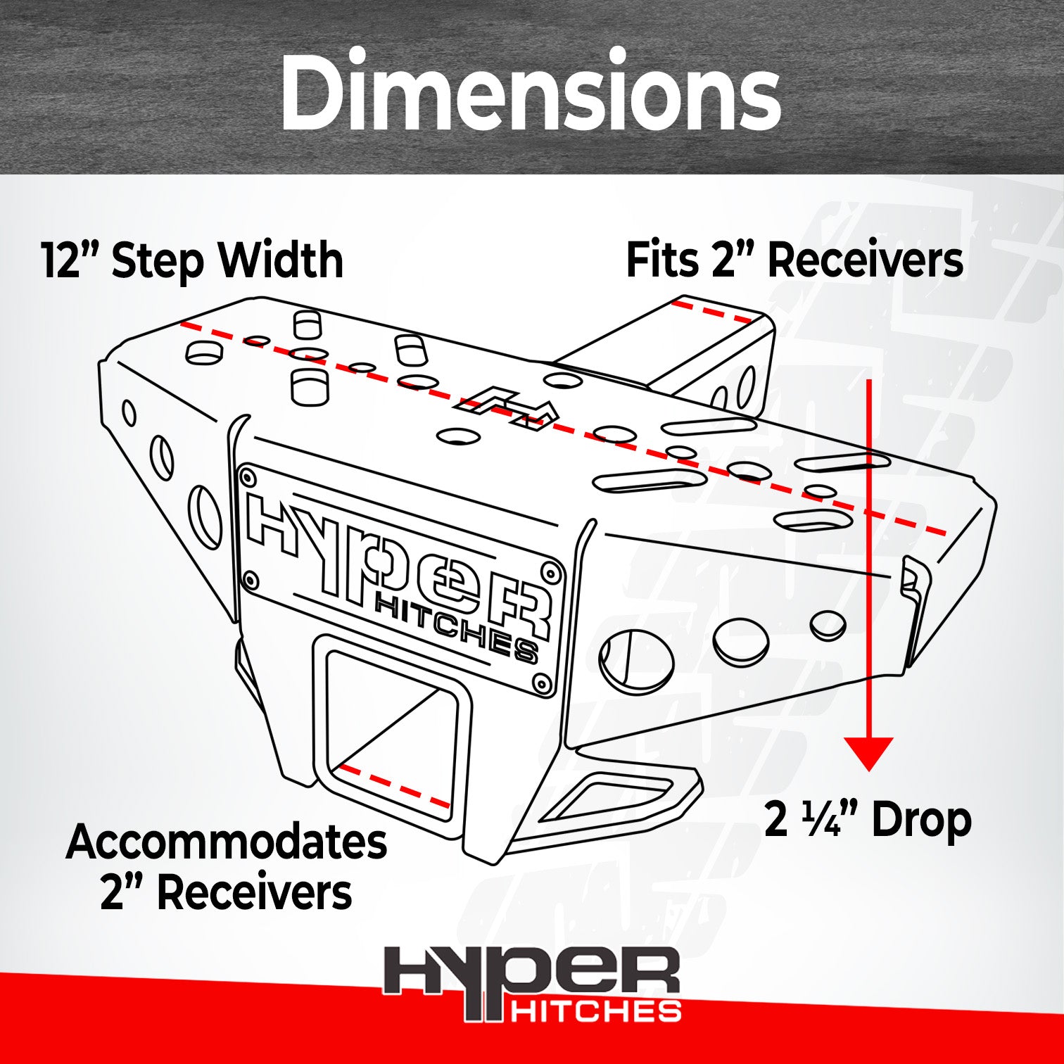 Hitch Step with Integrated Receiver Drop for 2" Hitch/ 12" Step – Hyper ...
